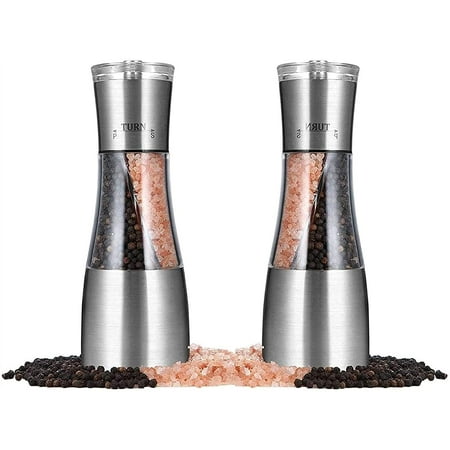 SMG 2 Pieces Stainless Steel Salt and Pepper Grinder Set Pepper Mill ...
