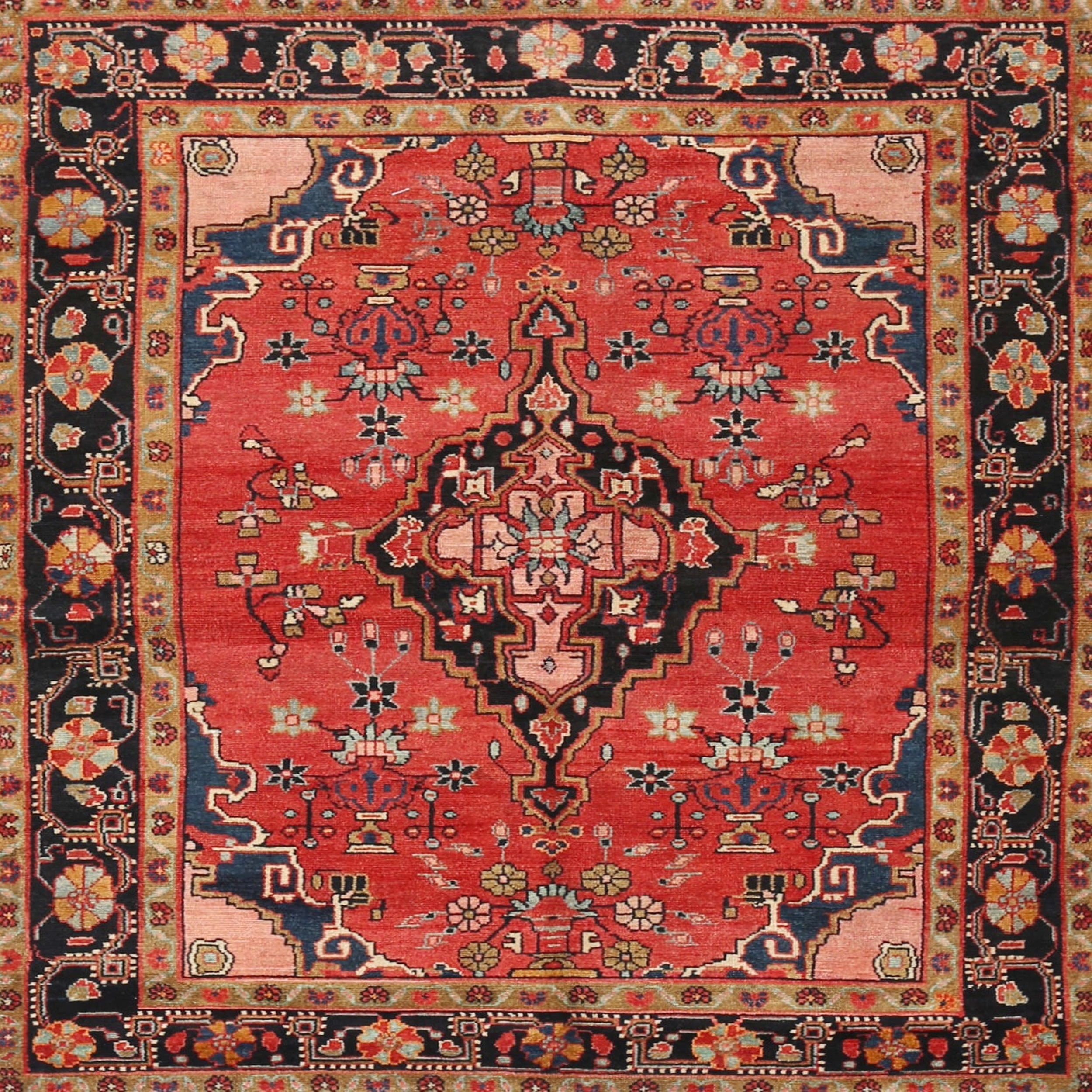 Ahgly Company Indoor Square Traditional Rust Pink Persian Area Rugs, 6 ...