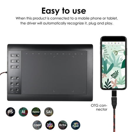 Portable Graphics Tablet with Passive Pen Tablet Sensitive Drawing ...