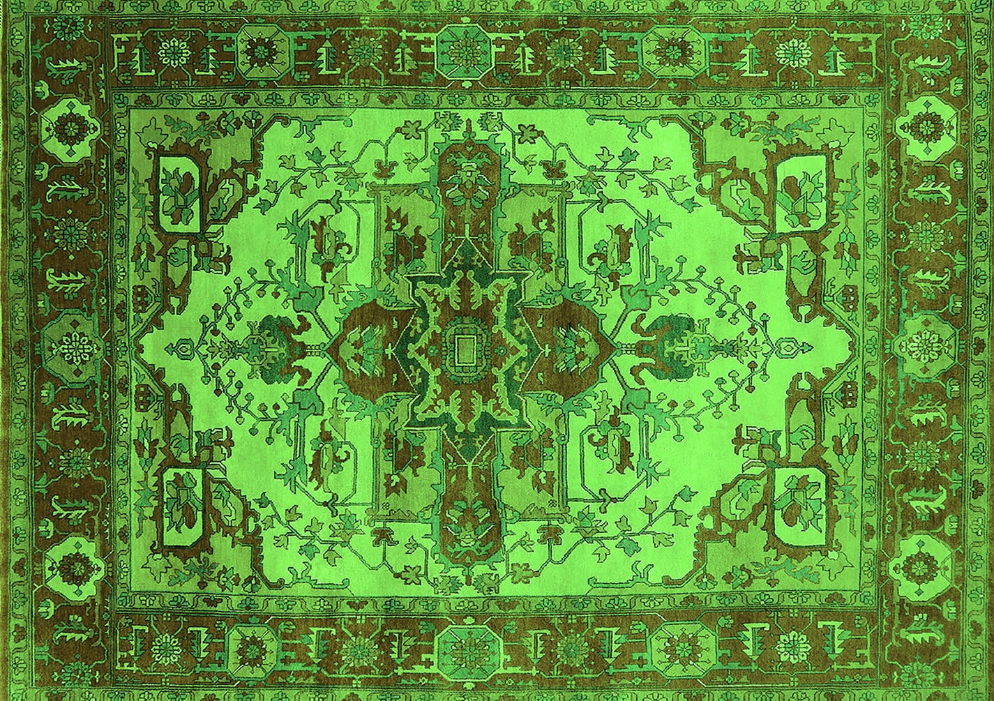 Ahgly Company Indoor Rectangle Persian Green Traditional Area Rugs, 2 ...