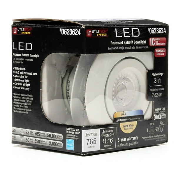 Utilitech Pro Integrated LED 3-in 10w/ 50 Equivalent 765 lm White Round ...