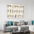 Birds on the Wire Yellow Grey Orange Burlap Background Canvas Print ...