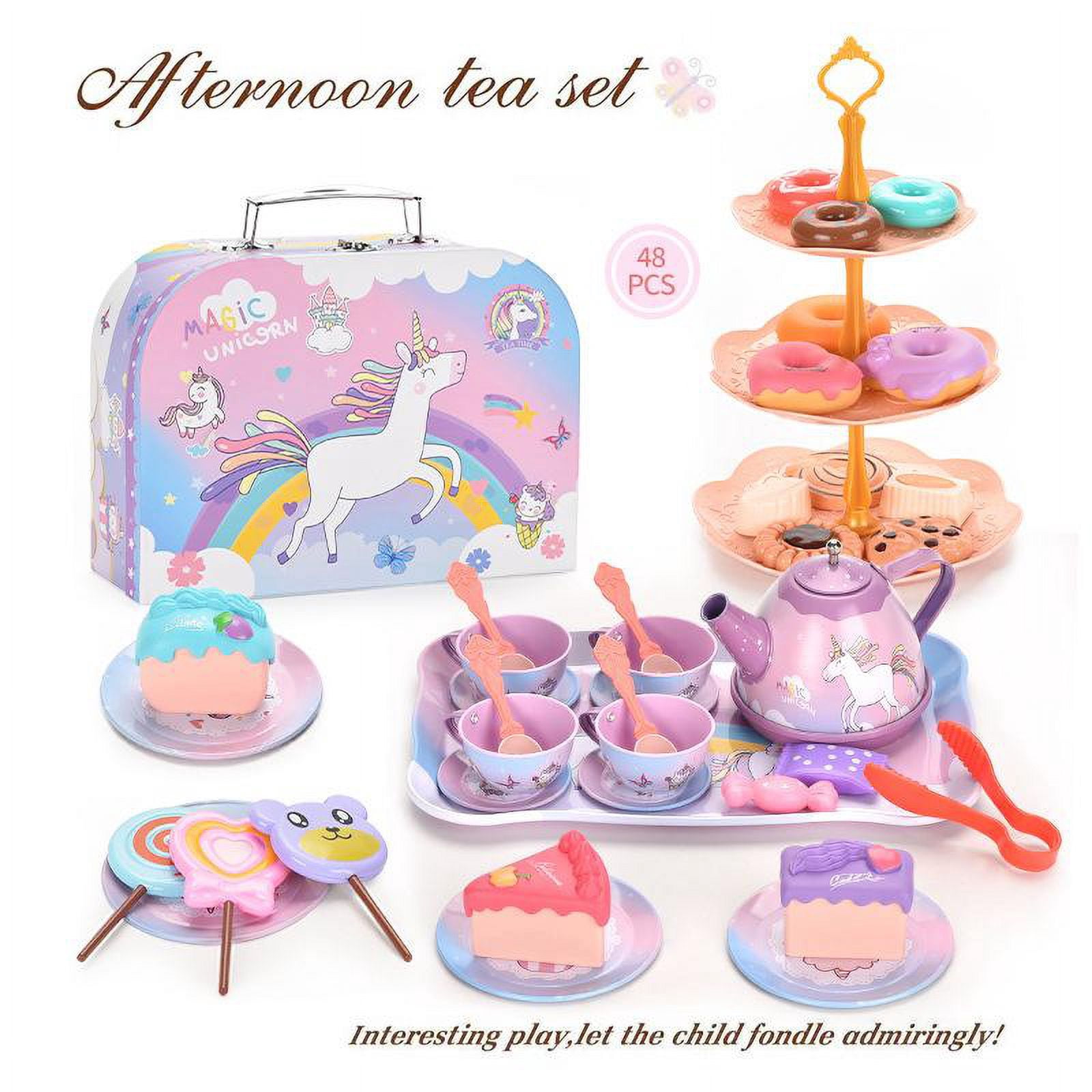 Little Girls Tea Set, Princess Afternoon Tea Toy Playset, Kitchen ...
