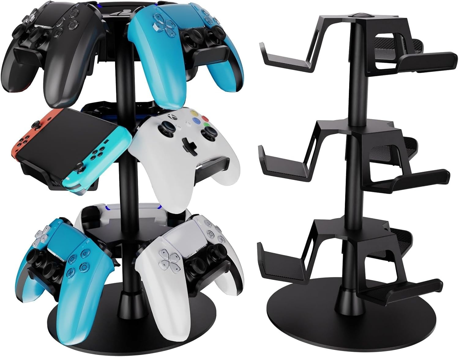 SHIQI-TG-A 3-Tier Game Controller Stand, Holds 12 Controllers, Black Controller Organizer ...