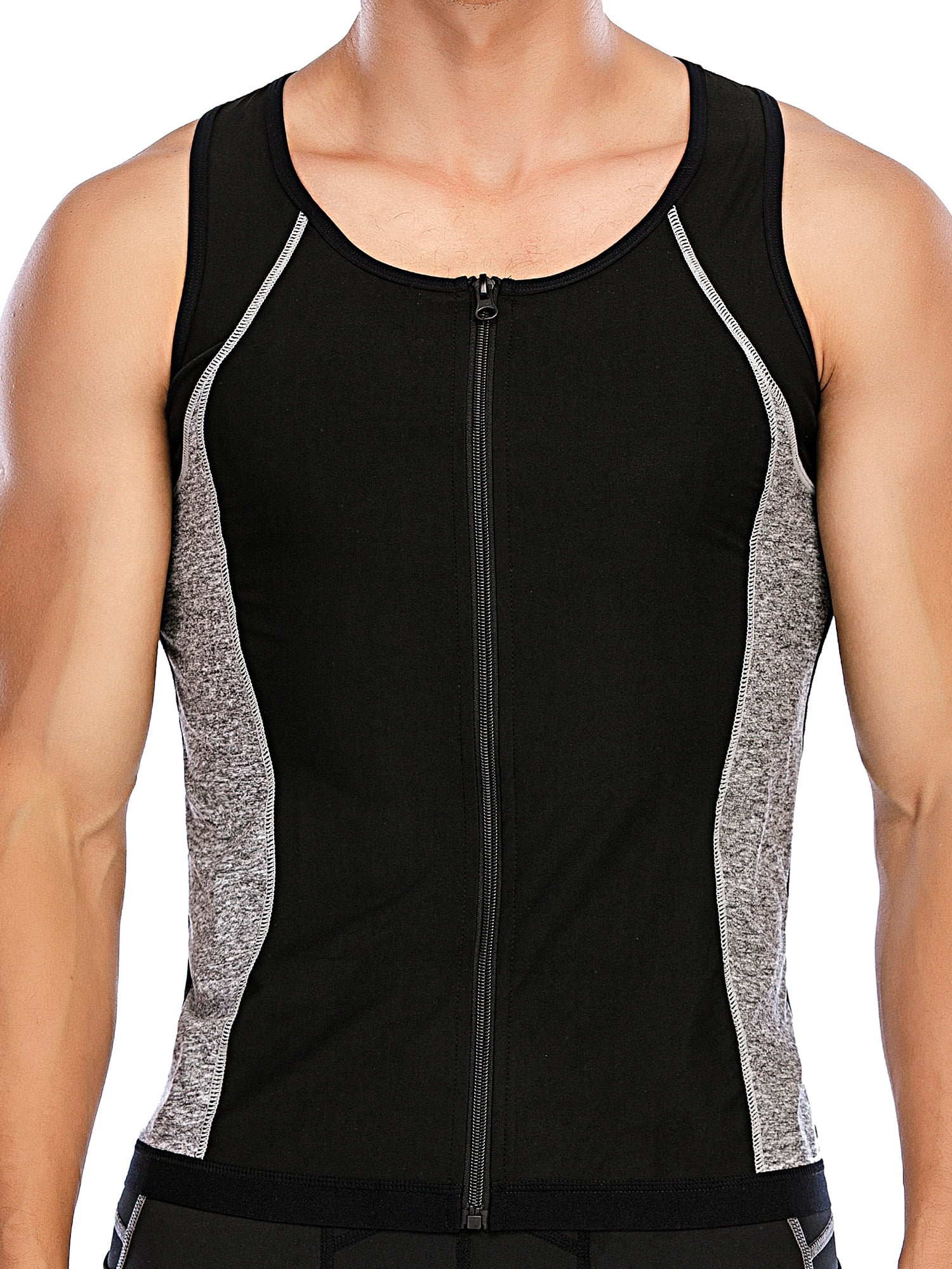 SHCKE Men's Body Zipper Shaper Slimming Shirt Tummy Vest Thermal ...