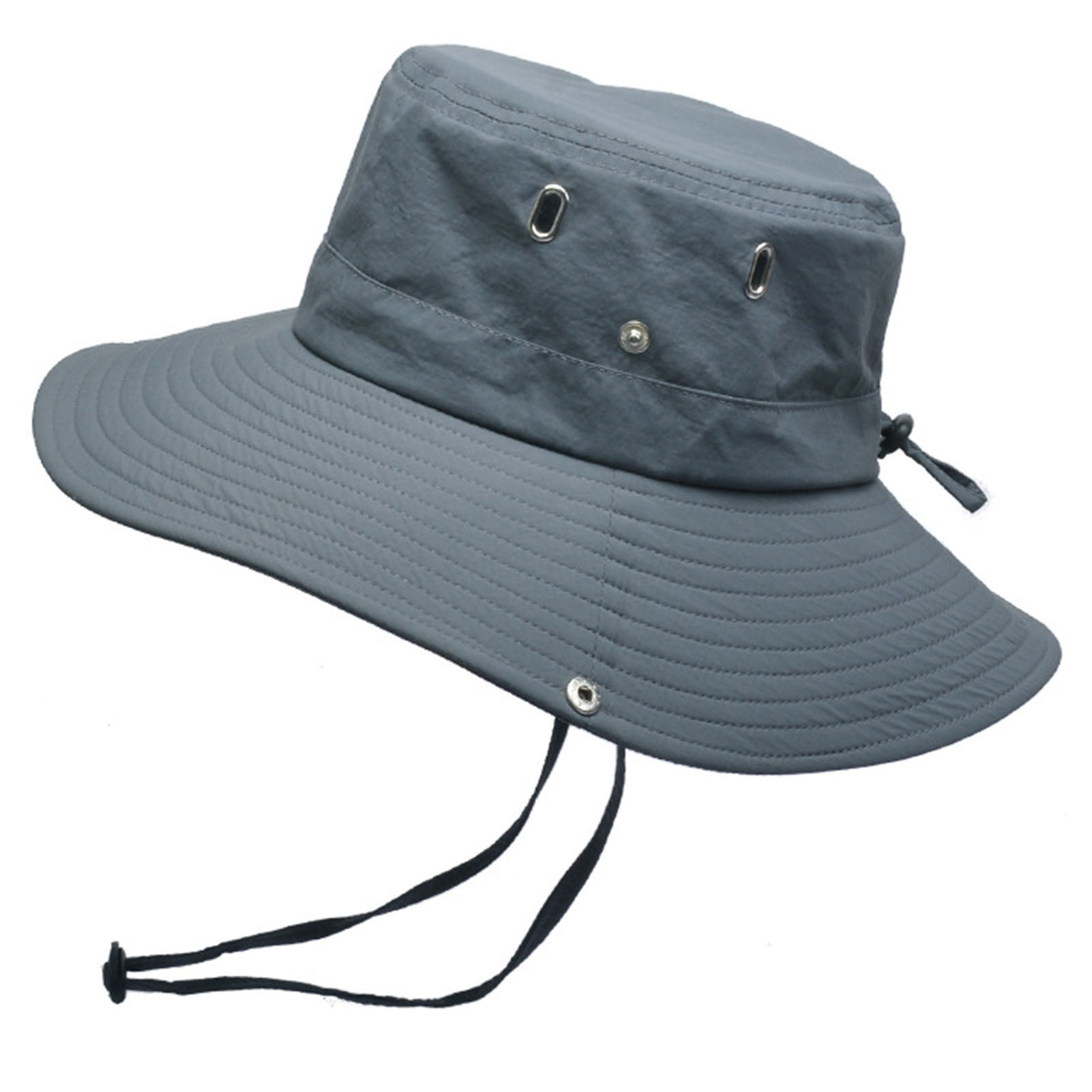 Mightlink Summer Men Bucket Hat Solid Color Anti Sun Wide Brim ...