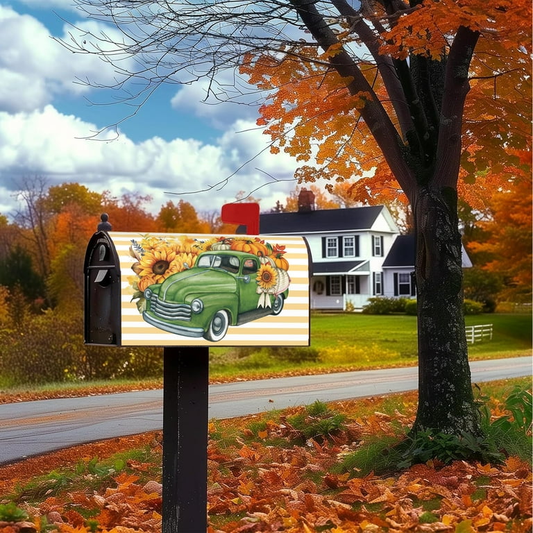 Pumpkin Mailbox Covers Magnetic Stained Glass Autumn Car Colonial ...