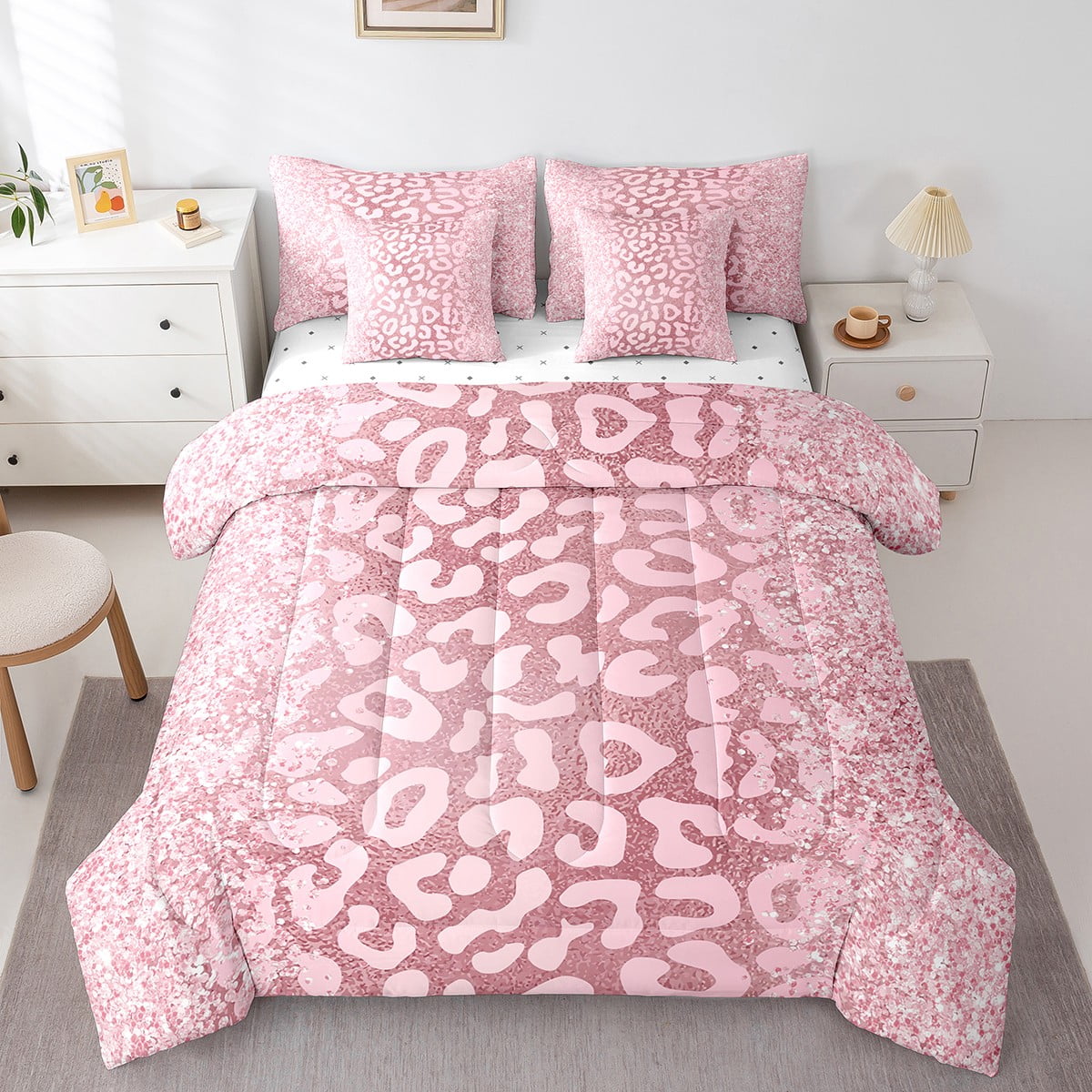 Click here for Manfei Leopard Print 7pcs Bedding Comforter Set se... prices