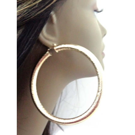 Large 3 inch Hoop Earrings Round Tube Frosted Gold Hoop Earrings ...