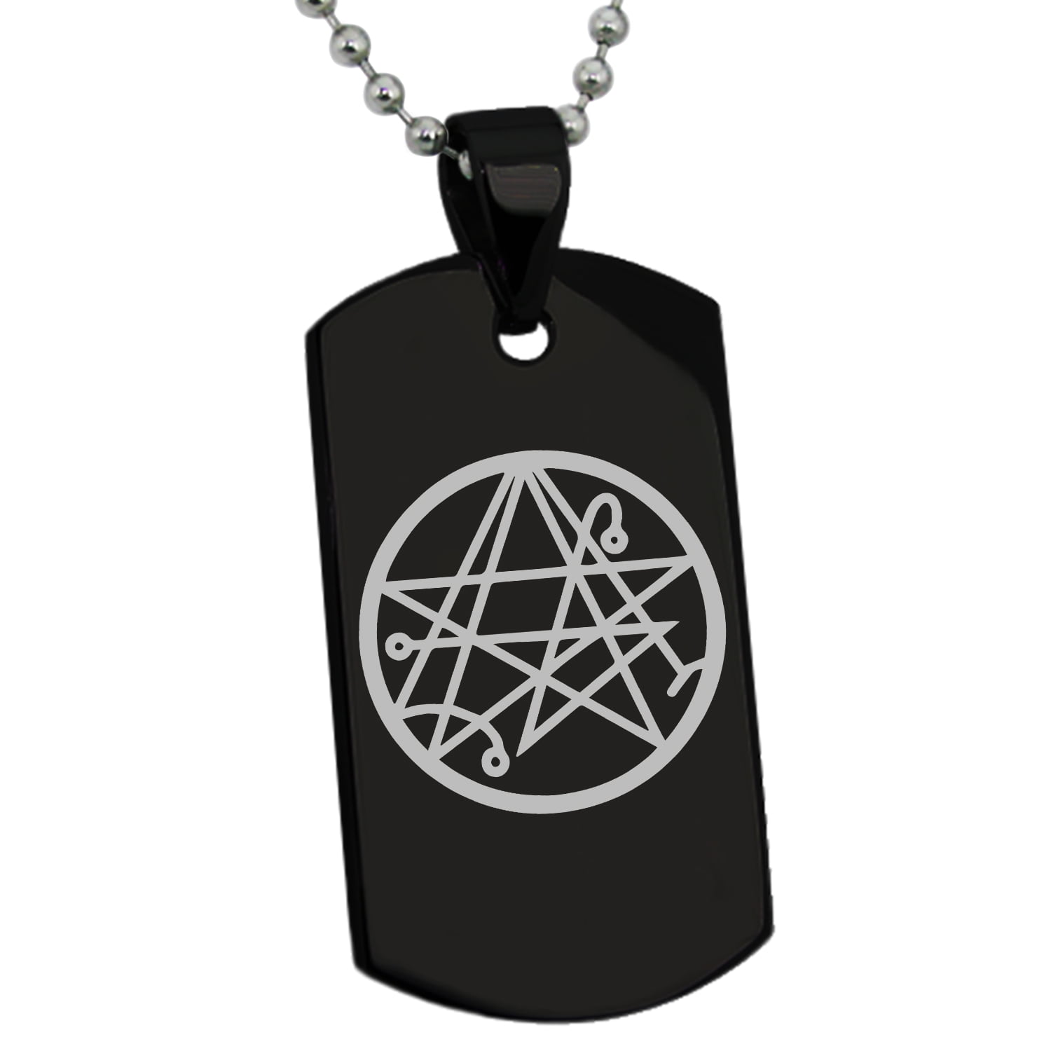 Stainless Steel Necronomicon Talisman Rune Engraved Dog Tag Pendant ...