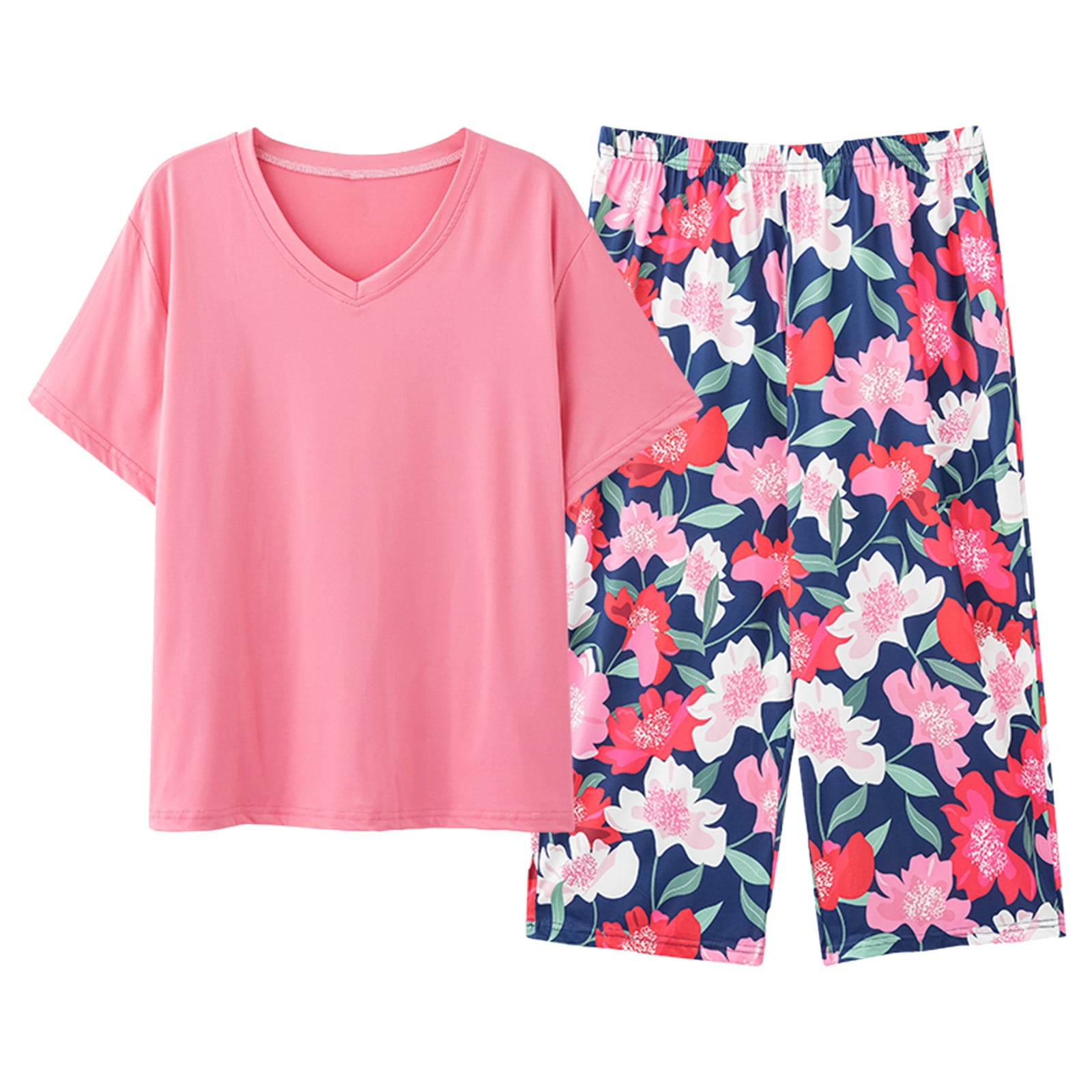 Click here for Huaizzzy Women Pajamas Set Short Sleeve Top Capri... prices