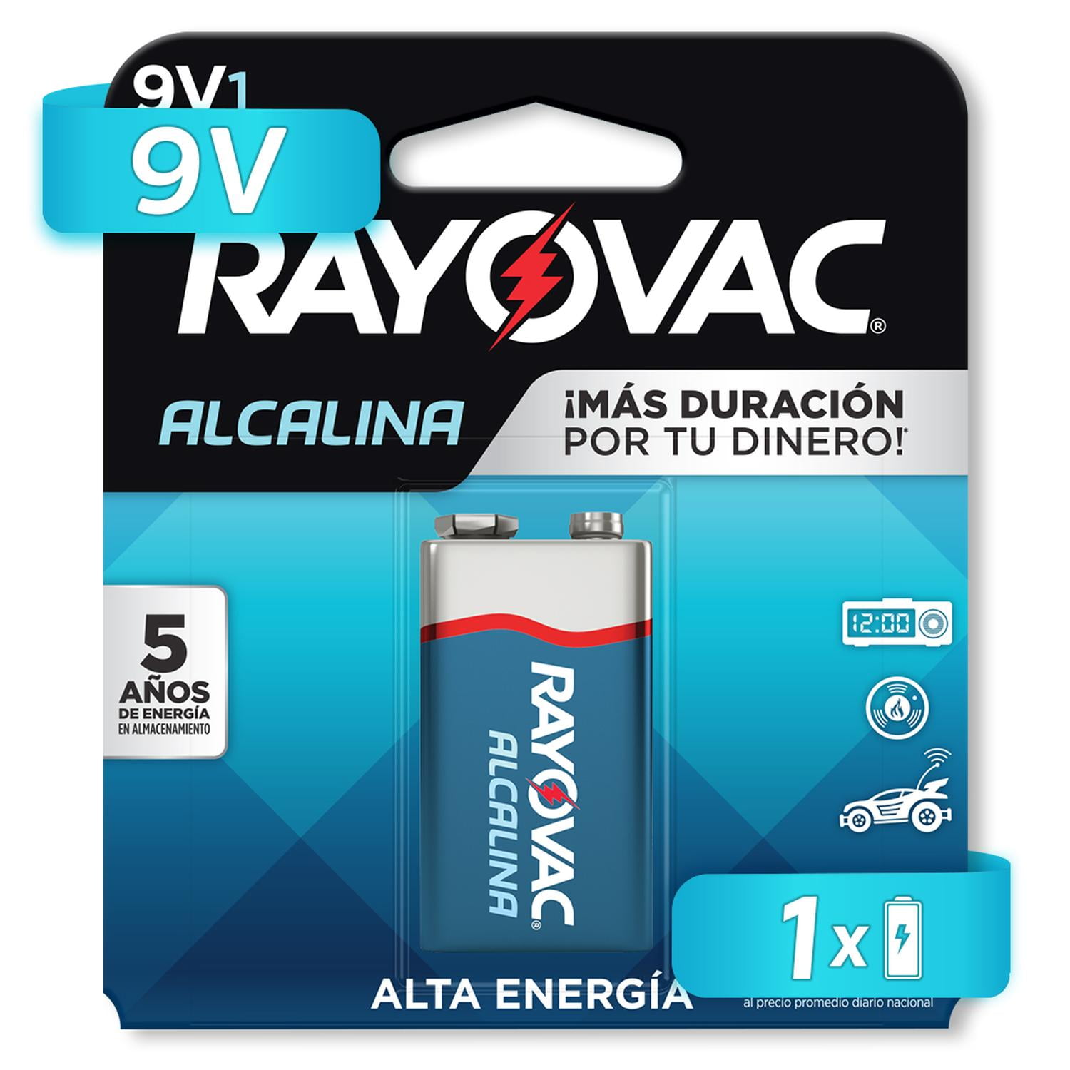 PILA RAYOVAC ALCALINA 9V RECTANGULAR BLISTER CON 1 gris 1 | Walmart en ...