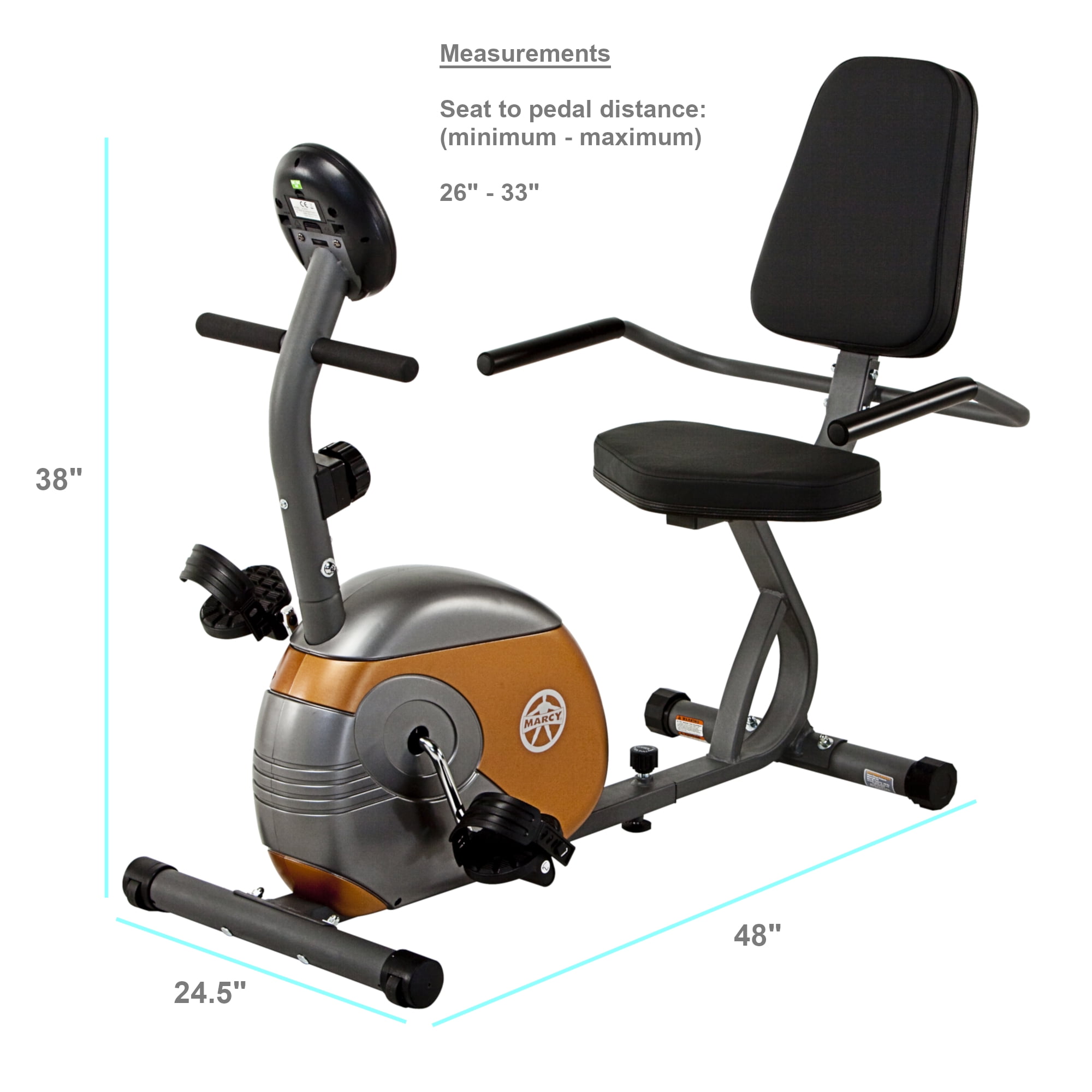 Marcy ME709 Fitness Cardio Trainer Recumbent Magnetic Exercise Bike for Weight Loss Home Gym Equipment Walmart