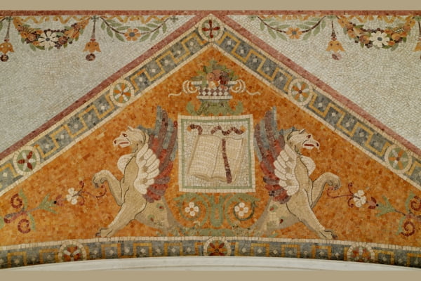 Print: Second Floor Corridor. Printers' Marks+columns. Detail Of Mosaic ...