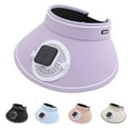 Beige Womens Solar Powered Fan Visor Sun Hat With Built In Cooling Fan ...