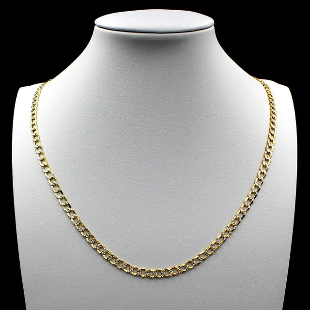 10K Solid Yellow Gold Diamond Cut Cuban Link Chain Necklace 2.5MM 16 ...