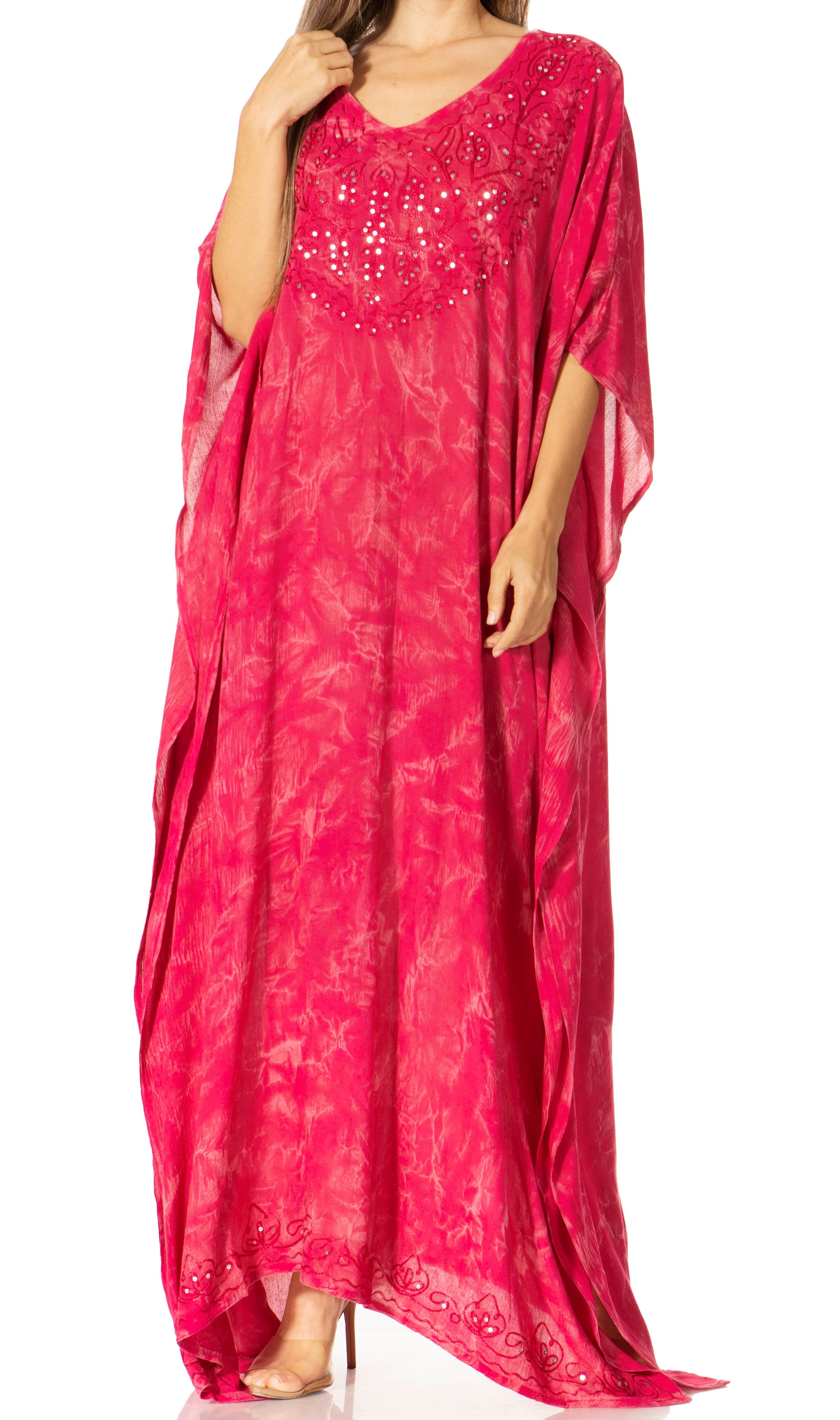 Sakkas Catia Women's Boho Casual Long Maxi Caftan Dress Kaftan Cover-up ...