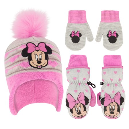 Disney Minnie Mouse Girls Winter Hat with Knit Mittens and Insulated ...