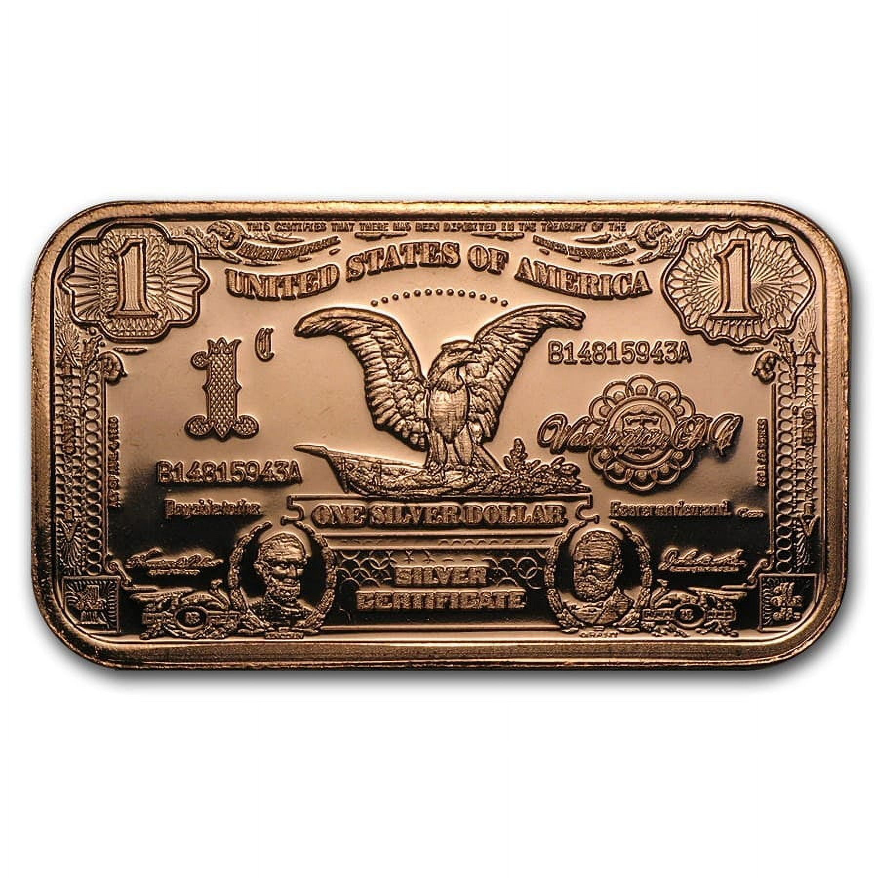 Copper Bullion Bars 1 Oz Pure Copper Bar – .999 Fine Copper With $10 ...