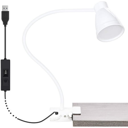 Clip on Reading Light Adjustable Clamp Desk Lamp LED USB Book Clip ...
