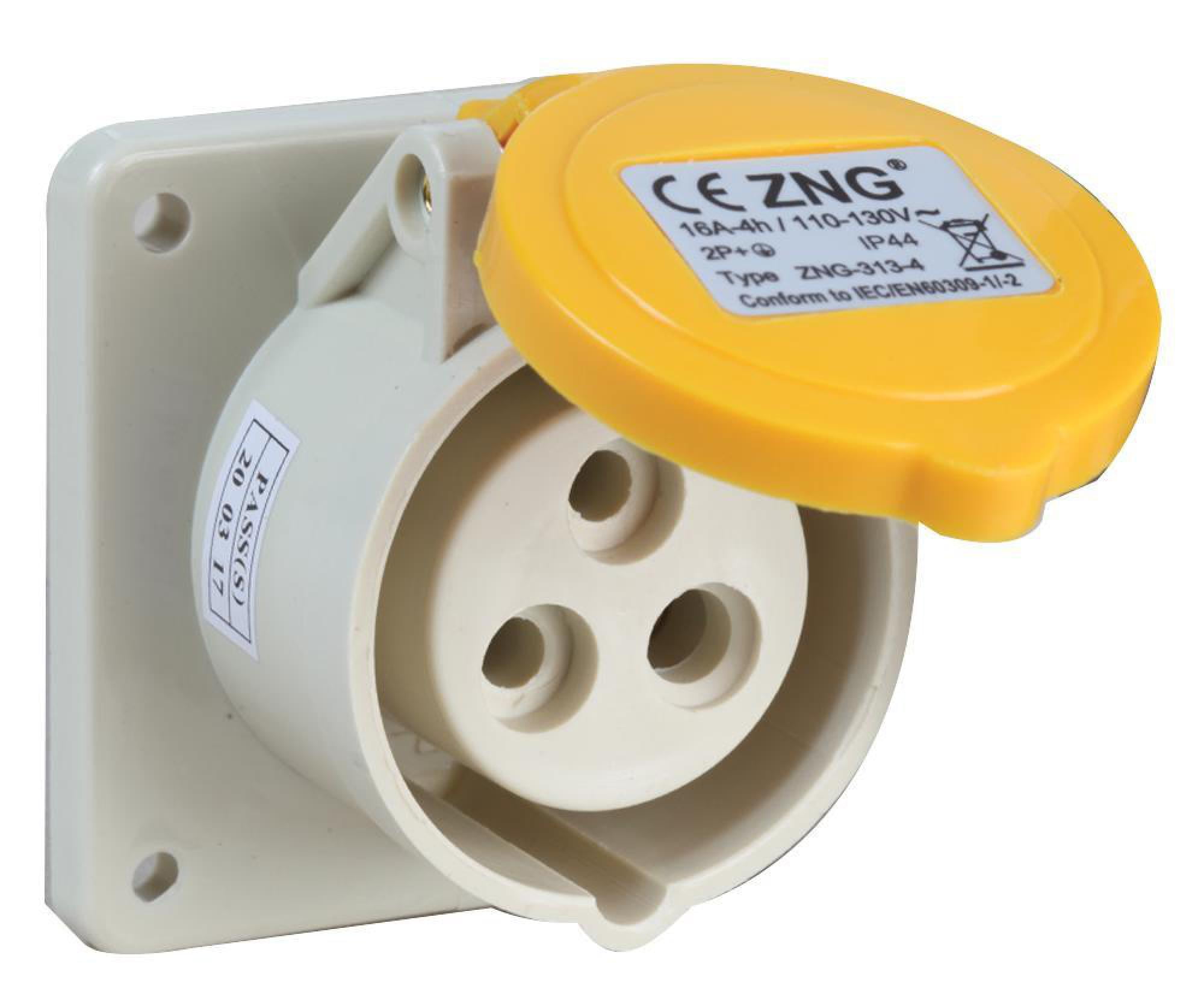 PRO ELEC - 16A, 110V, Panel Mount CEE Socket, 2P+E, Yelow, IP44 ...