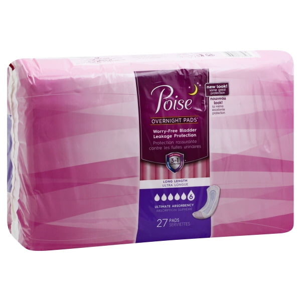 Poise Incontinence Pads for Women, Ultimate Absorbency, Long, 27 Ct ...