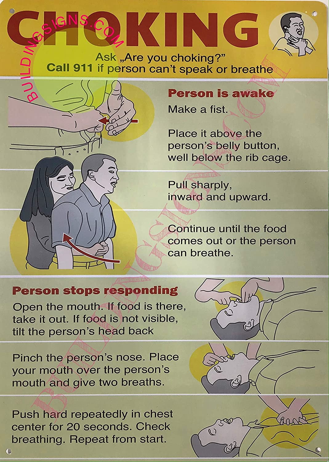 Choking Poster/Choking Sign (Yellow,Rust Free-Aluminium, 10x14 INCH ...