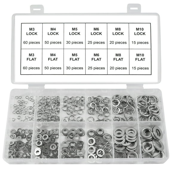 304 Stainless Steel Flat Washer and Lock Washer Assortment Set 700 Pcs ...