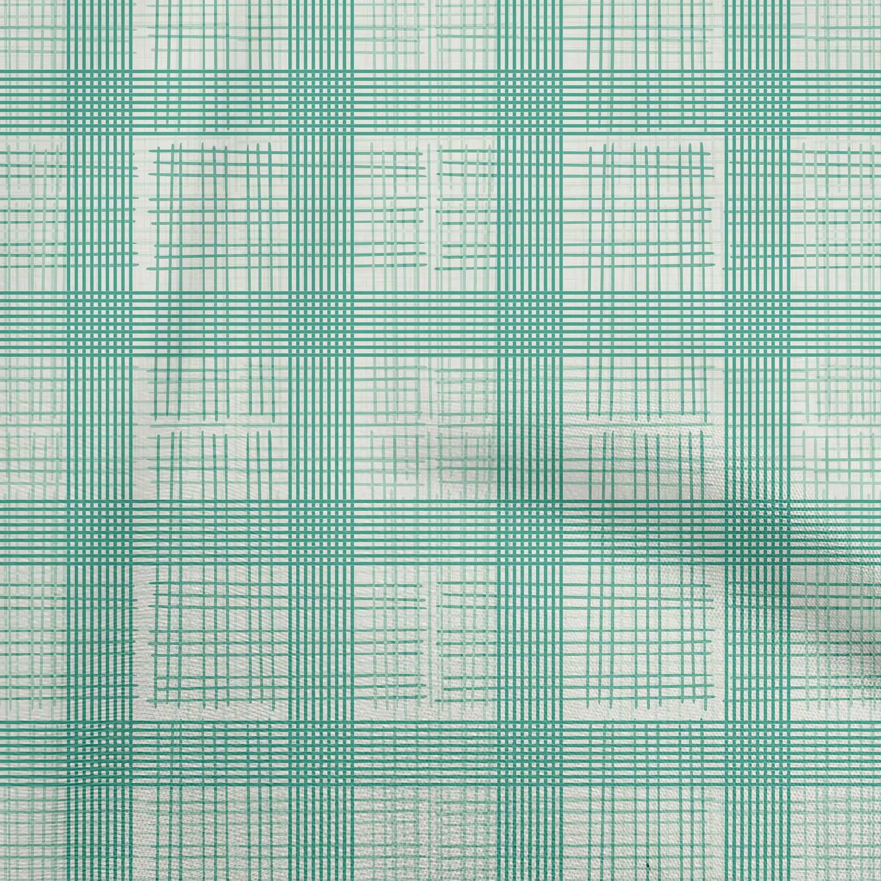 oneOone Cotton Cambric Sea Green Fabric Check Diy Clothing Quilting ...