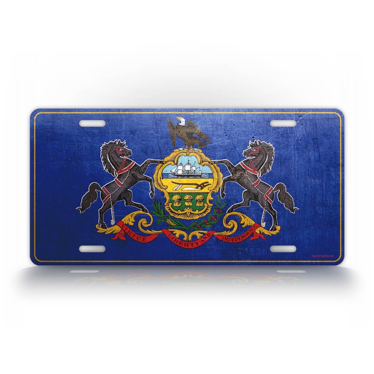 Weathered Metal Pennsylvania Flag License Plate Antique PA State Auto ...