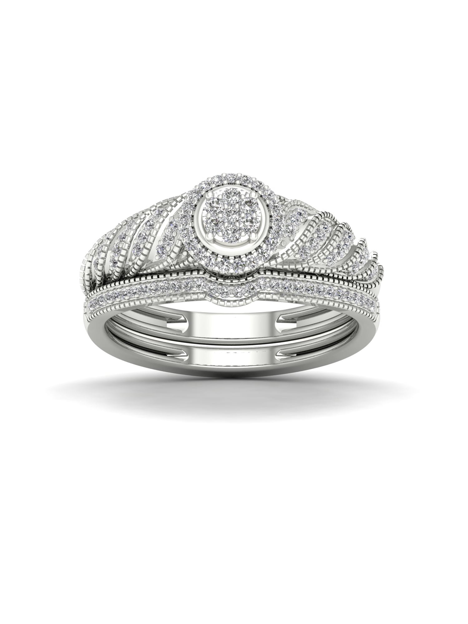 1/4Ct TDW Diamond S925 Sterling Silver Cluster Halo Vintage Style ...