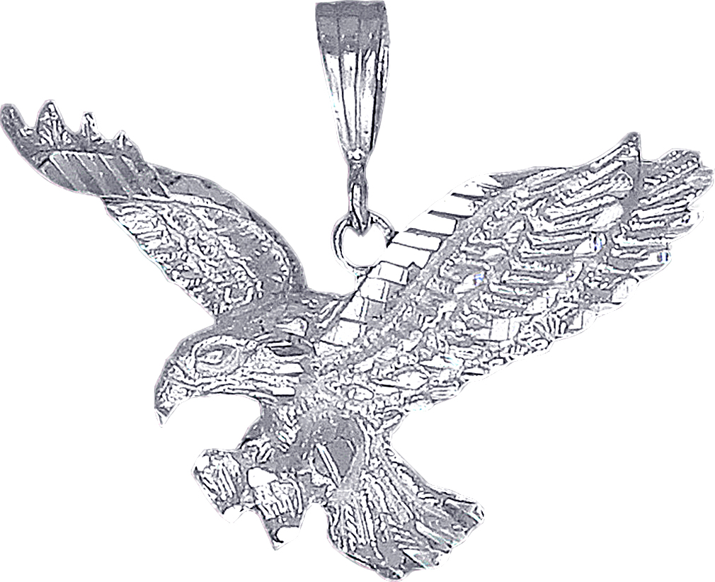Sterling Silver Eagle Charm Pendant Necklace with Diamond Cut Finish ...