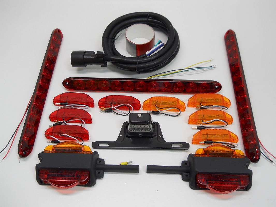 LED Over 80" Trailer Marker Brake Turn Tail Light Kit / Wiring ...