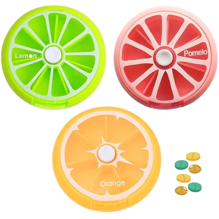 3 Pcs Green Orange Red Mini Pill Storage Box Multicolor Weekly Pill ...