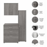 Universal 3 Piece Modular Closet Storage Set in Platinum Gray ...