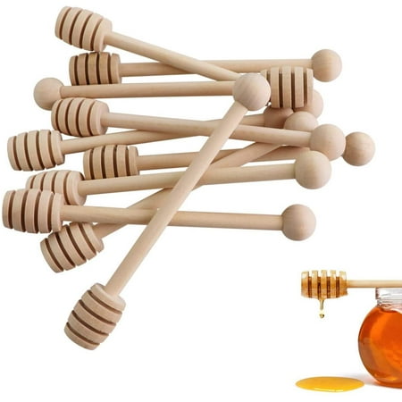 10PCS Wood Honey Dipper Sticks Honey Spoons, 6.3-Inch Syrup Dippers ...