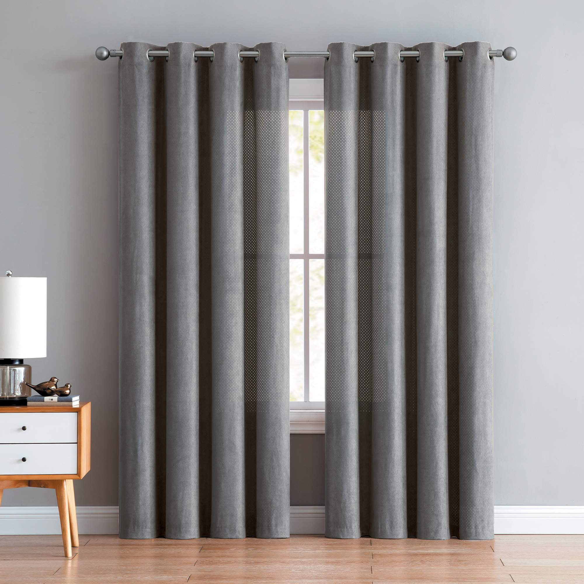 Mainstays Dexter Perforated Grommet Top Window Curtain Panel, Multiple ...