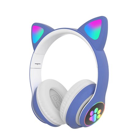 Xinxinyy 400mAh Bluetooth 5.0 Cute Cat Ear Headphones Foldable Kitten ...