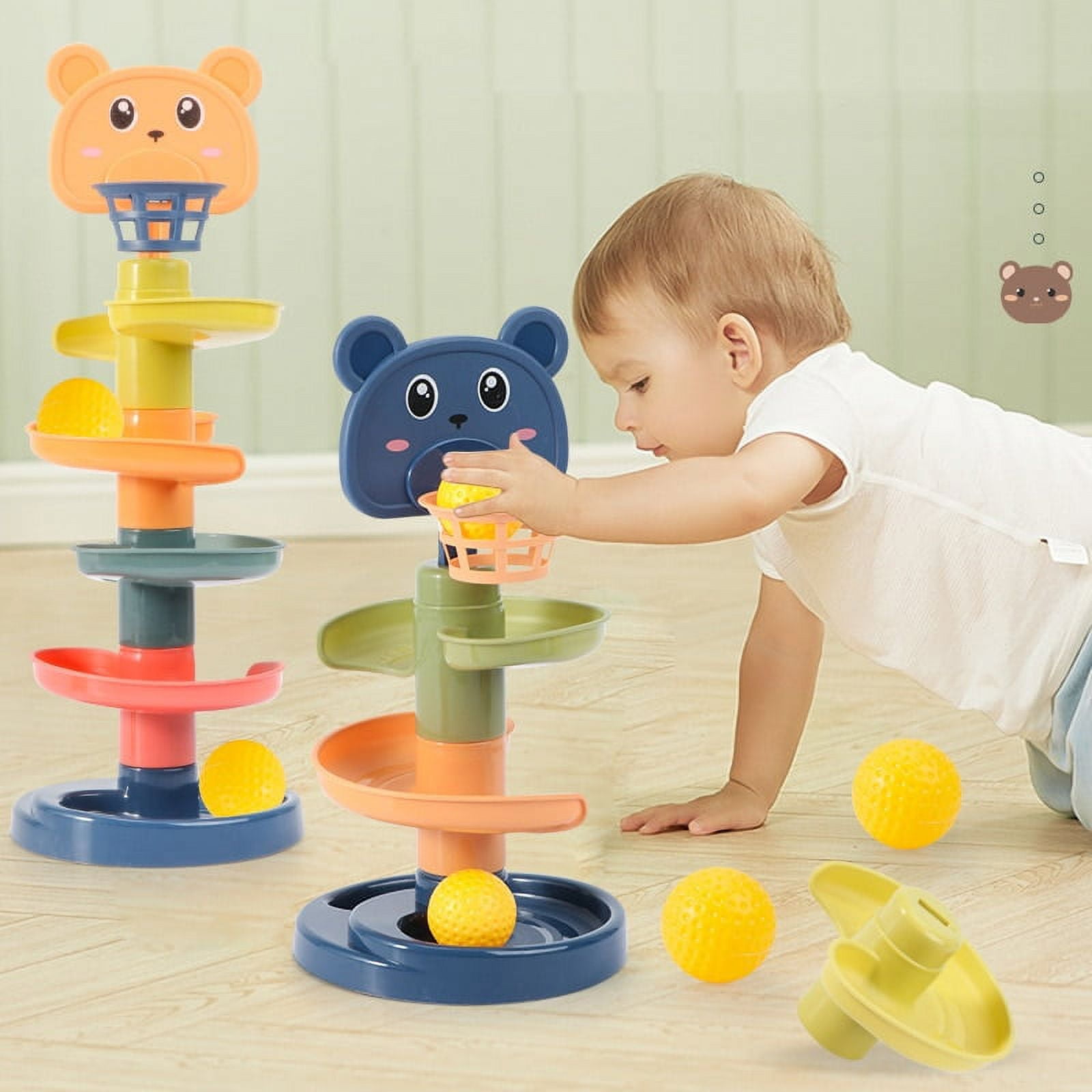 Montessori Toys Baby 0 12 24 36 Months Track Rolling Ball Push Pop ...