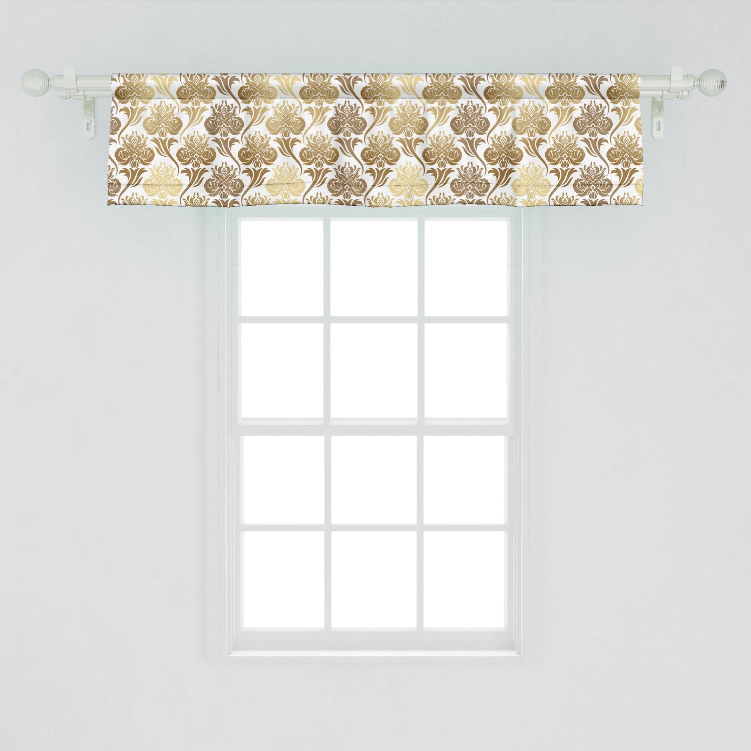 Ambesonne Damask Window Valance, Ombre Abstract Image Floral East ...