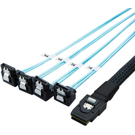 Mini SAS 36Pin (SFF-8087) Male to 4X Angle SATA 7Pin Female Cable, Mini ...