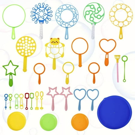 Bubble Wands,31 Pieces Plastic Colorful Big Bubble Toy Set Bubbles ...