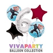 Black Panther Round Balloon Bouquet 5 pc, 8th Birthday, Red Number 8 ...