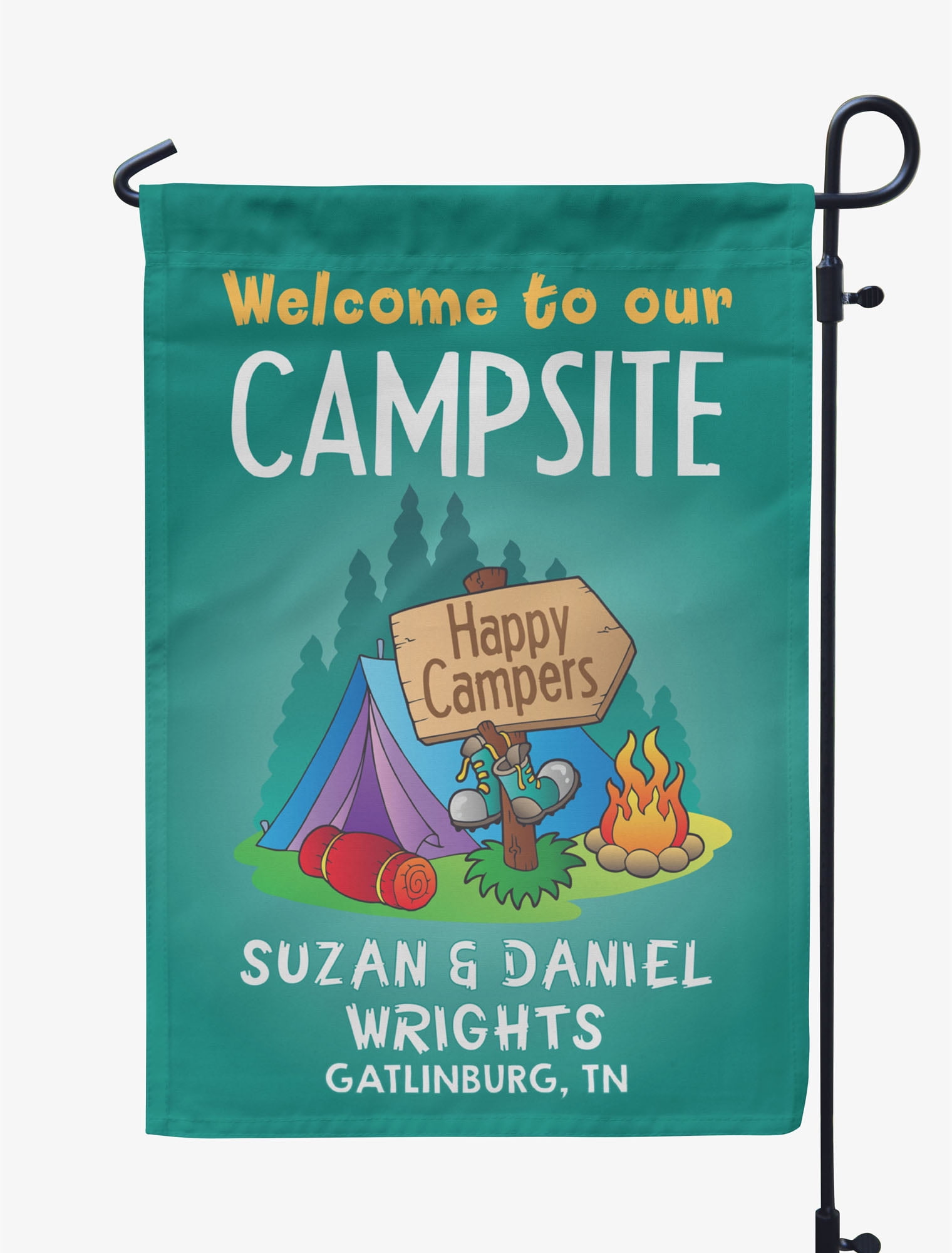 Printtoo Teal Green Welcome To Our Campsite Outdoor CampingFlagCustom ...