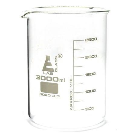 3000mL (3L) Large Beaker Low Form with Spout and 250mL Graduations ...