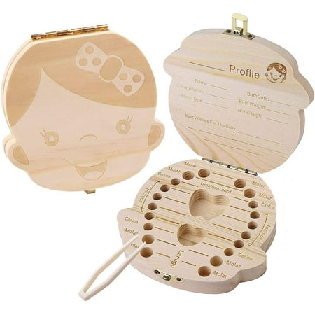 Baby Teeth Box,Wooden Kids Keepsake Organizer Gift for Baby Teeth,Kids ...