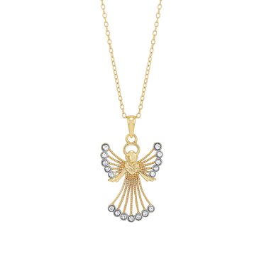 Beautiful 14k White Gold Diamond-cut Angel Pendant - Walmart.com