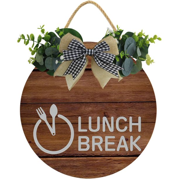 Eveokoki 11" Lunch Sign, Lunch Break Wood Door Sign For Dining Break ...