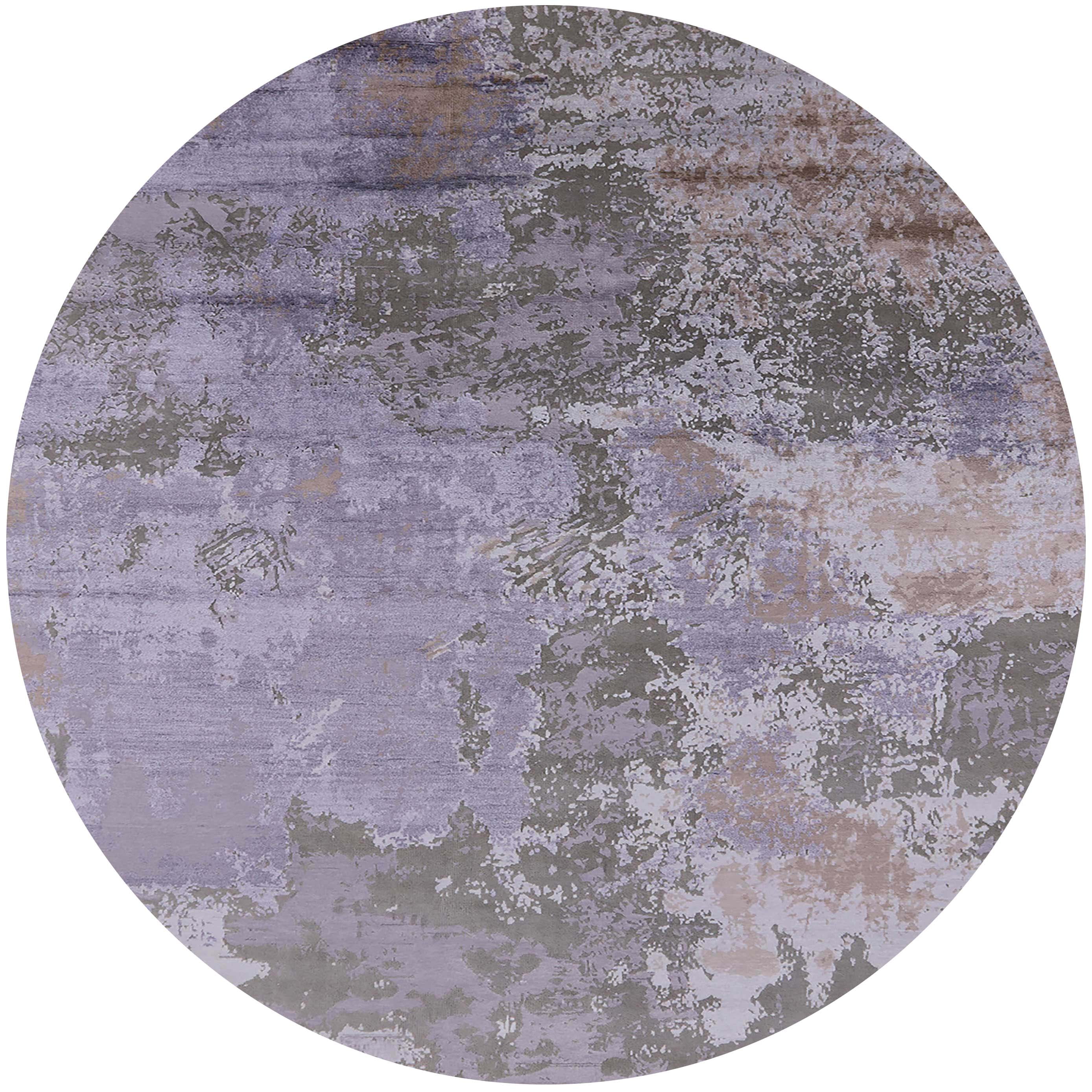 Ahgly Company Indoor Round Mid-Century Modern Purple Oriental Area Rugs ...