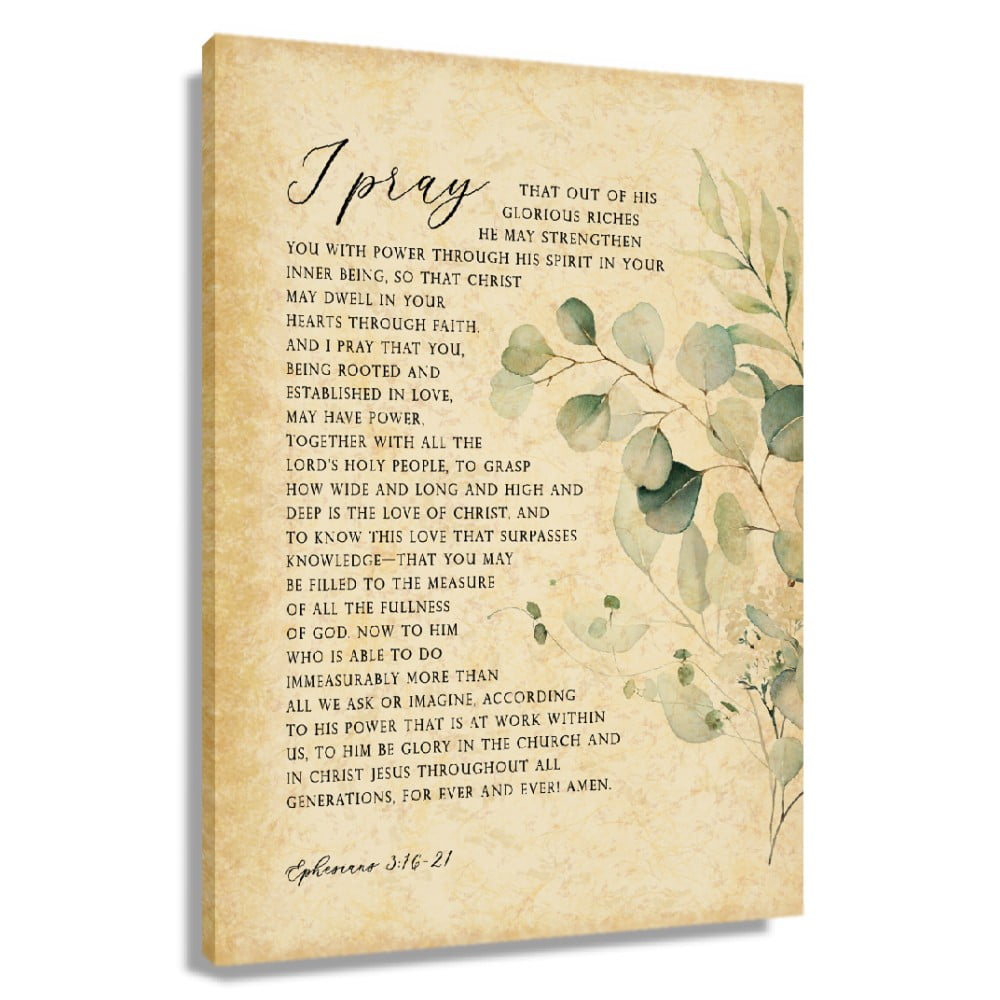 Vintage Leaves Wall Art Ephesians 3 16-21 Bible Verse Wall Art ...